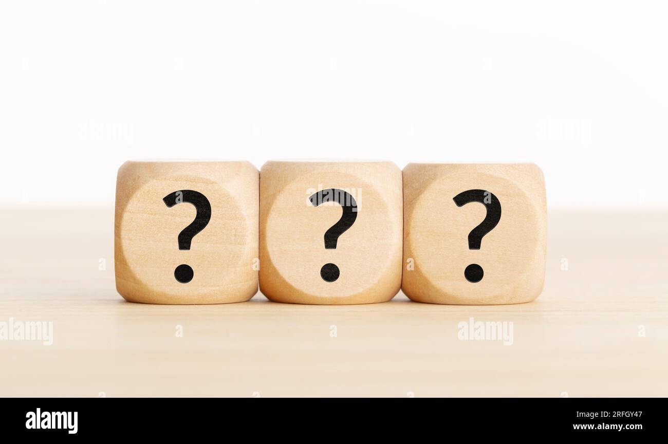 Question mark on wooden blocks. Copy space Stock Photo - Alamy