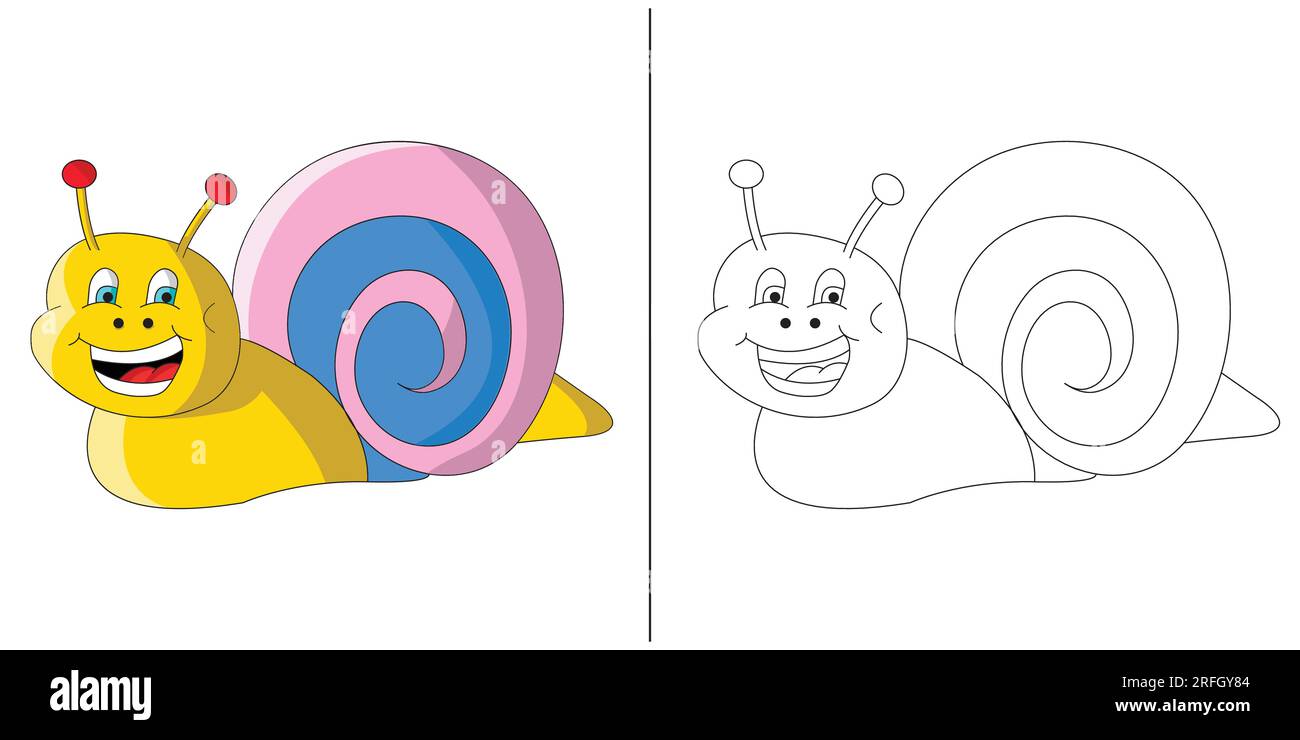 Funny and cute cartoon style coloring page of a Snail. Hours of fun for ...