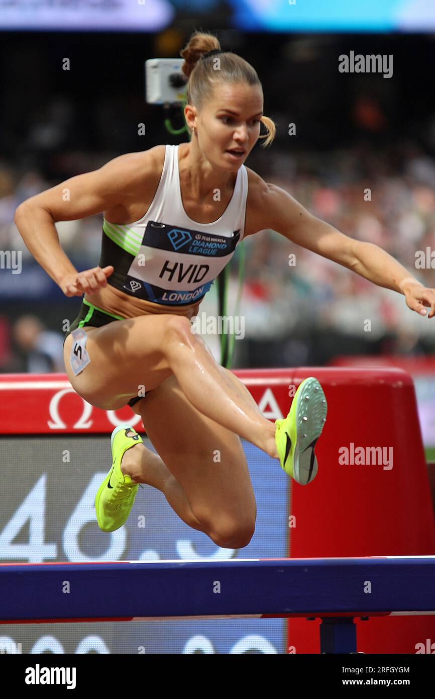 Juliane HVID of Denmark in the 3000 metres steeplechase for the Women ...