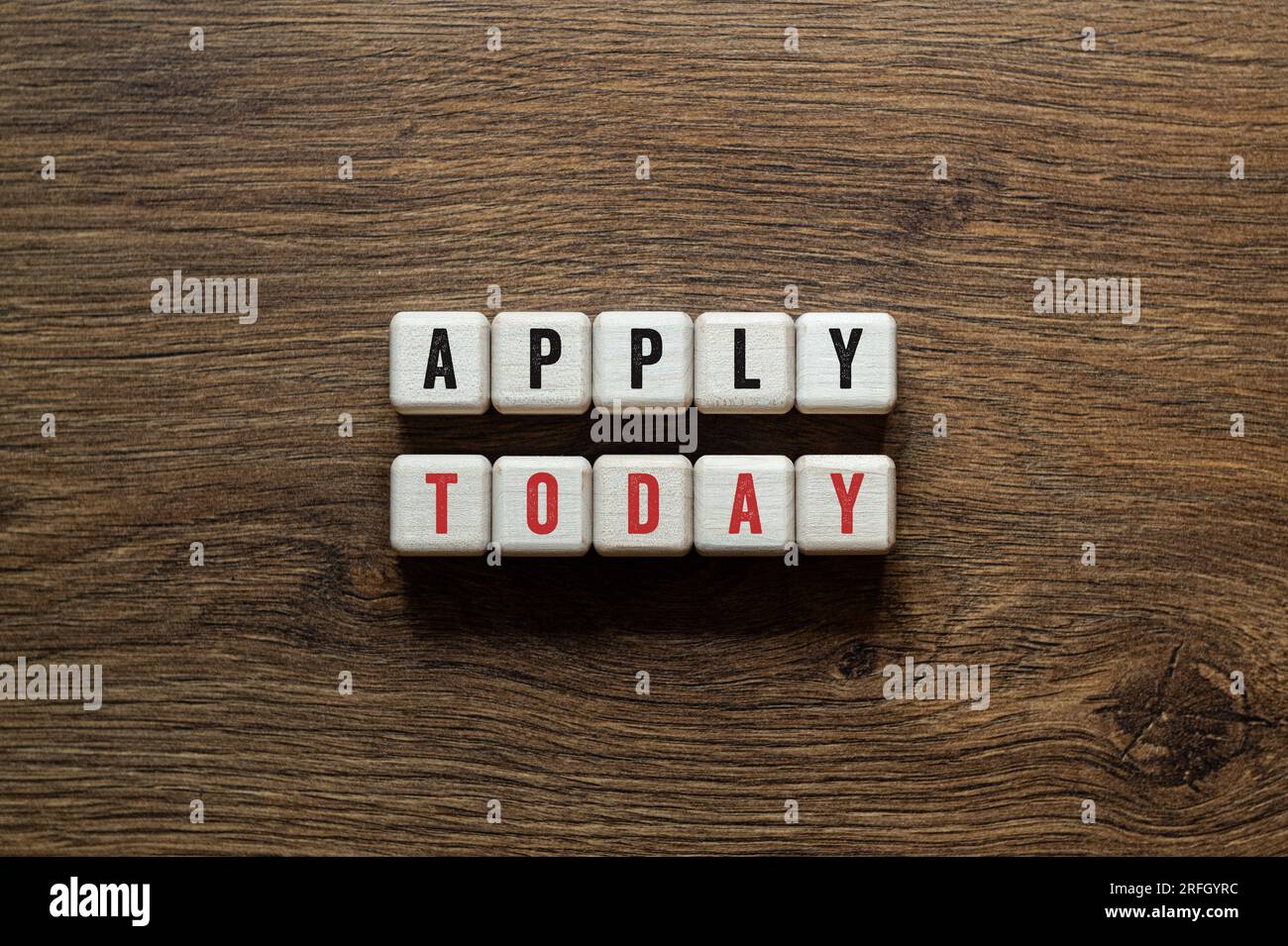 Apply today - word concept on building blocks, text Stock Photo - Alamy
