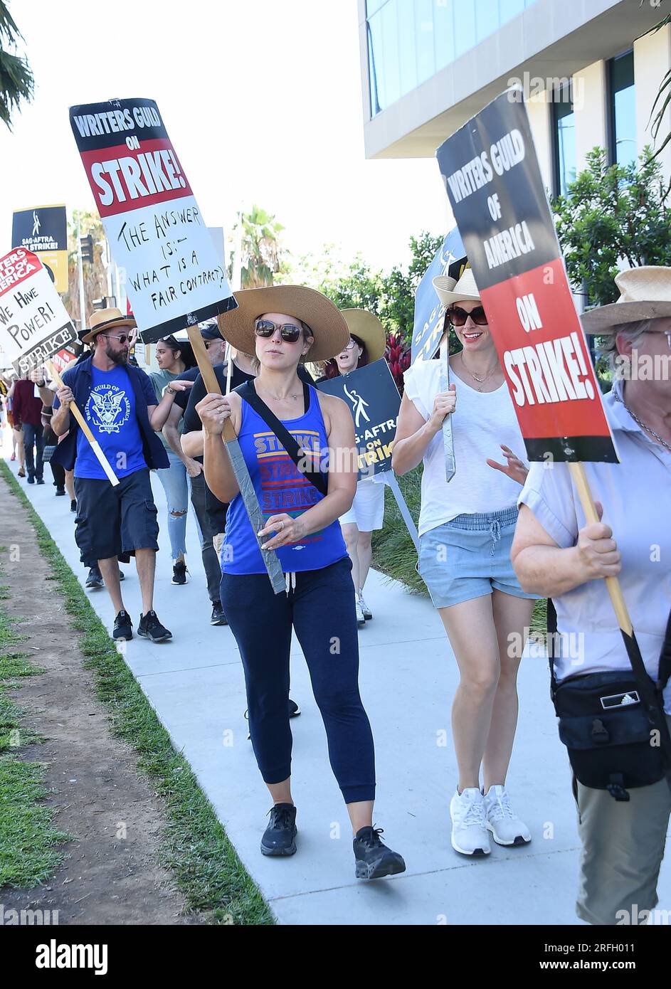 Hollywood, USA. 03rd Aug, 2023. Erin Cardillo picketing with SAG-AFTRA ...