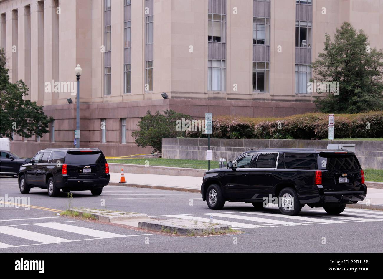 Washington, United States. 03rd Aug, 2023. A motorcade believed to be ...