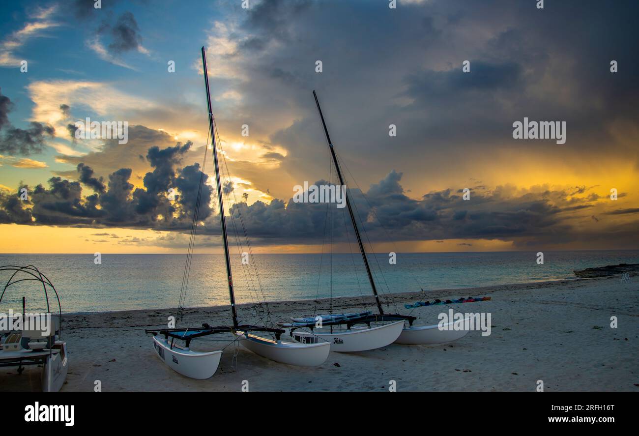 at dusk beatiful scenery beach sunset in Ocean Cay Island Stock Photo ...