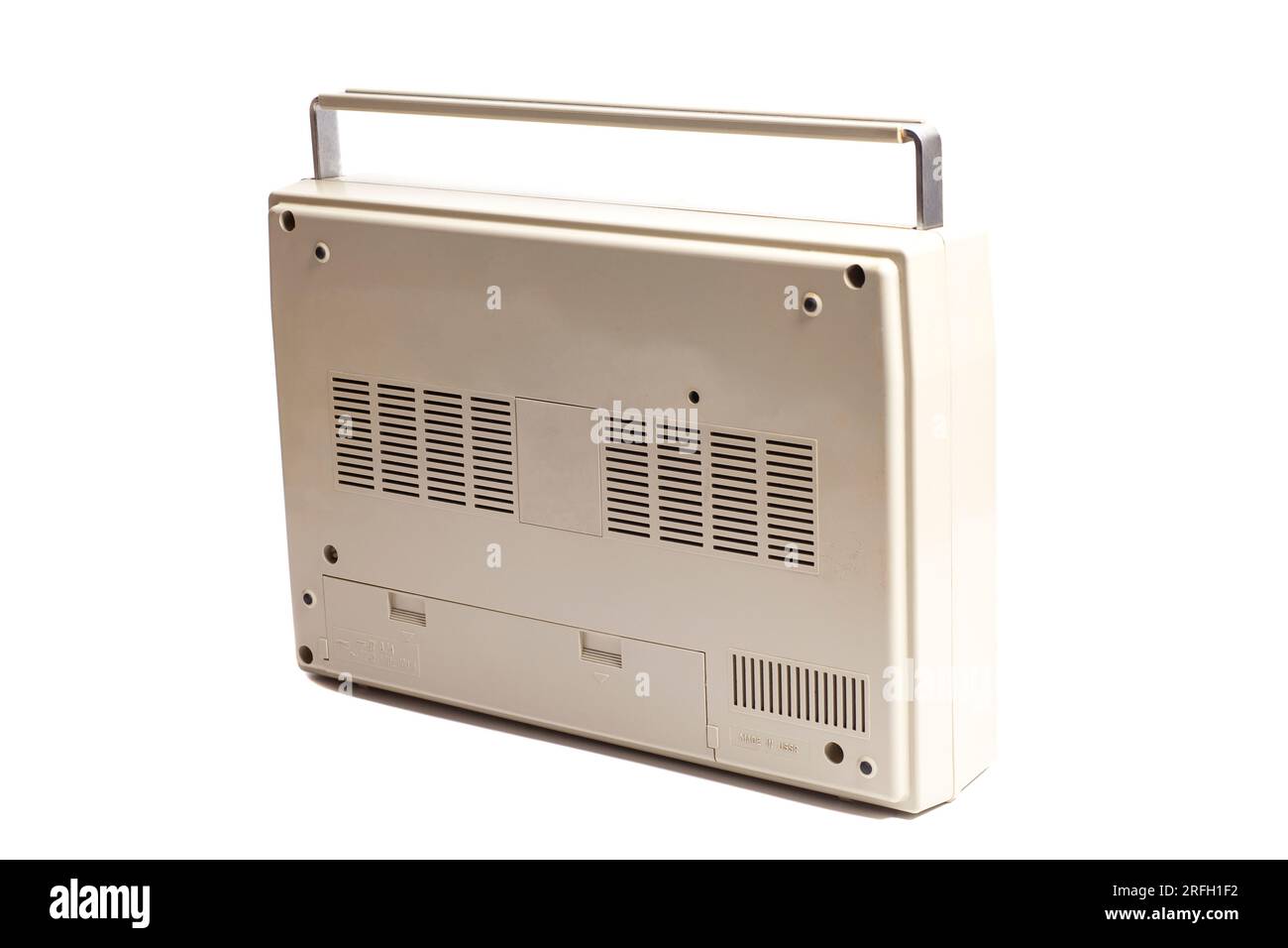 Retro portable stereo cassette tape recorder from 80s rear view Stock ...