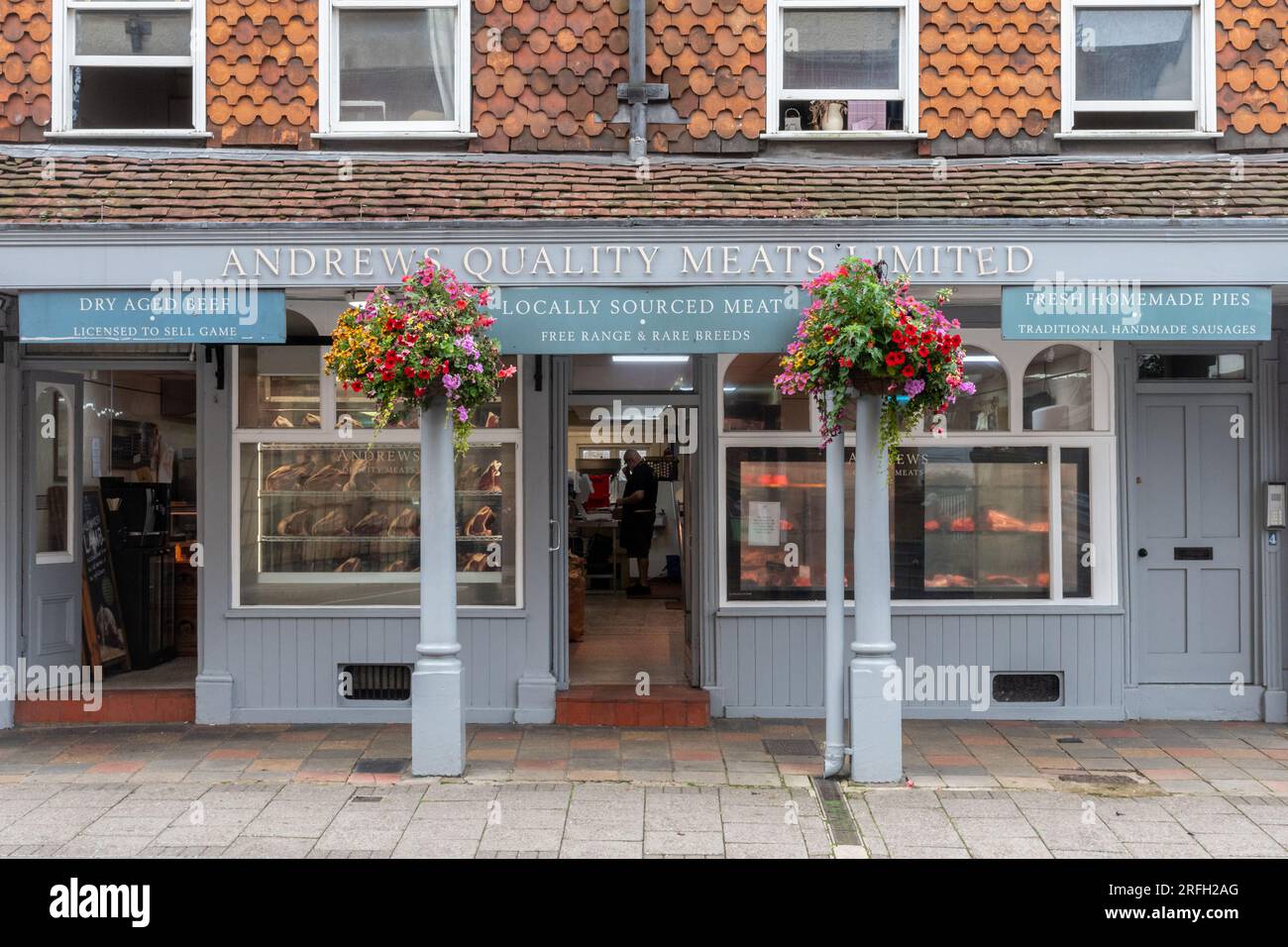 Traditional butcher butchers shop in Marlborough, Wiltshire, England ...