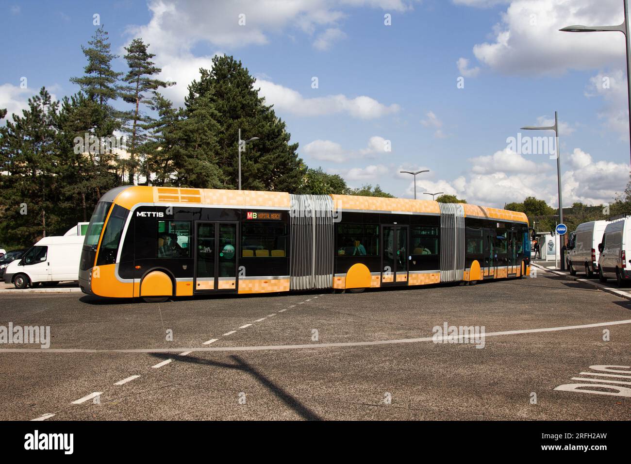 Metz, France - September 20, 2017: Metrobus, bi-articulated buses ...