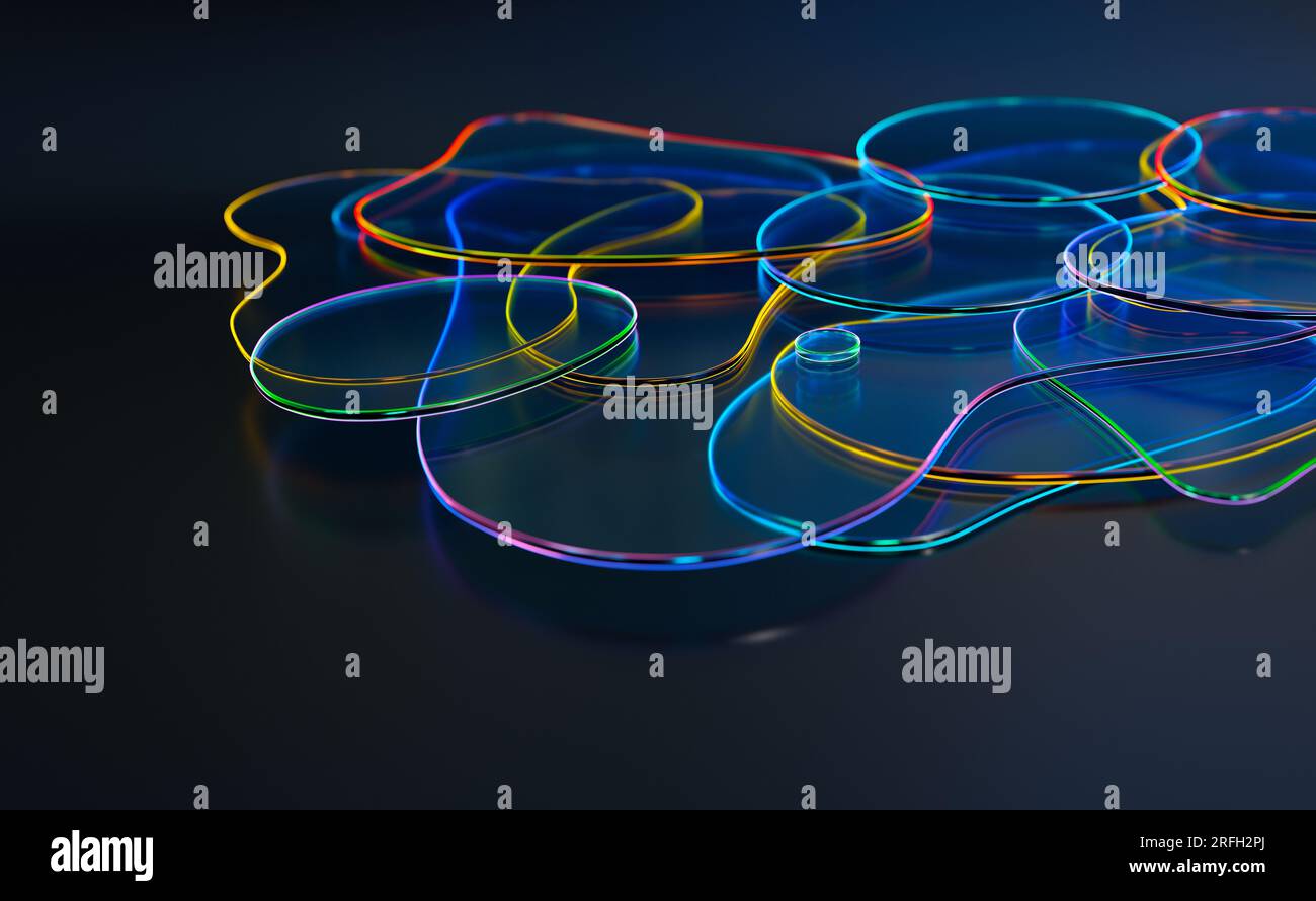 Abstract 3d background wallpaper with glass curved shapes with colorful ...