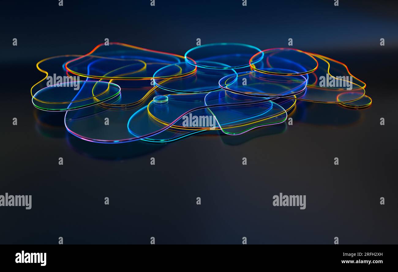 Abstract 3d background wallpaper with glass curved shapes with colorful ...