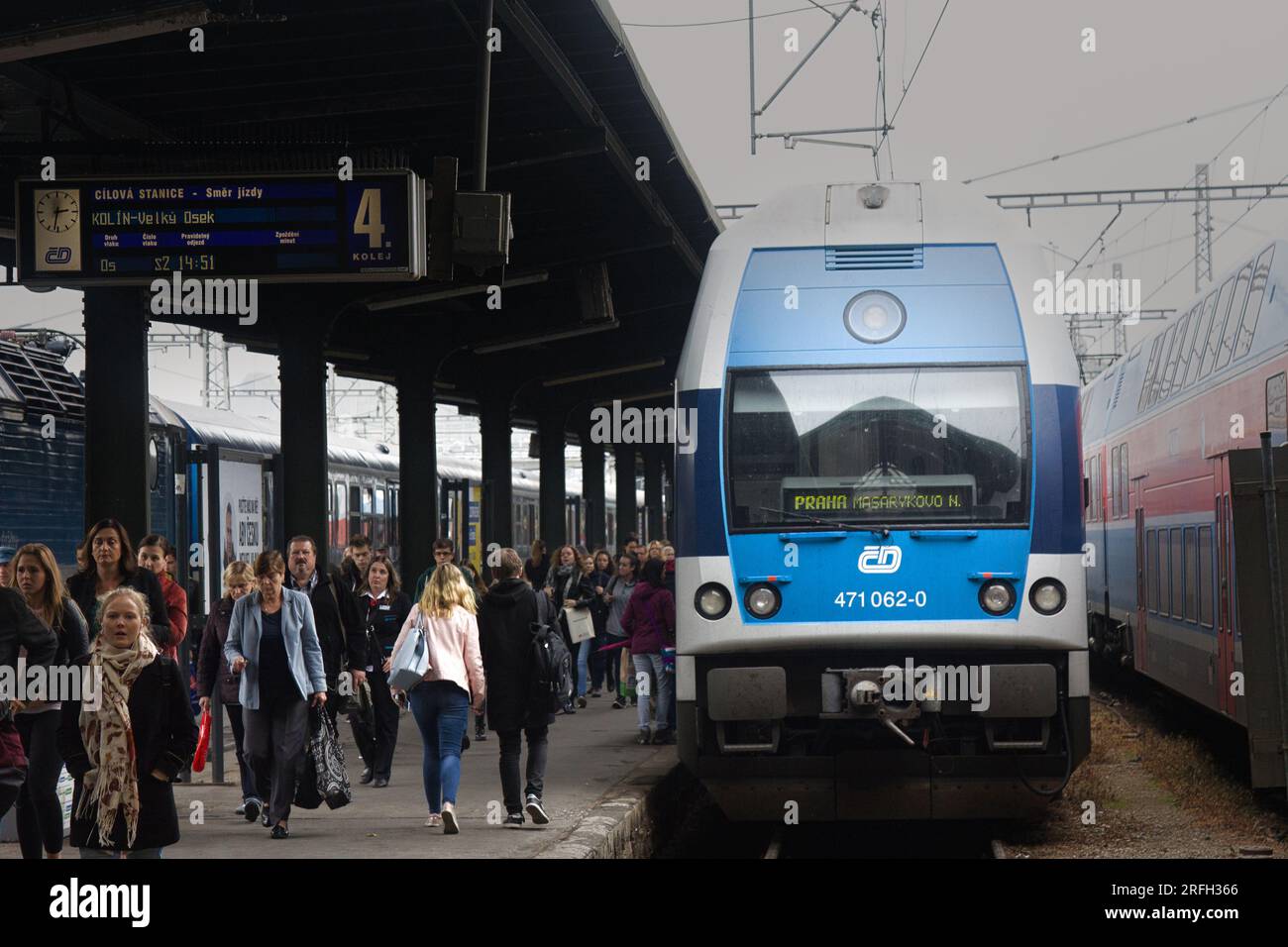 Prague, Czech Republic - October 19, 2017: passenger commuter train at ...