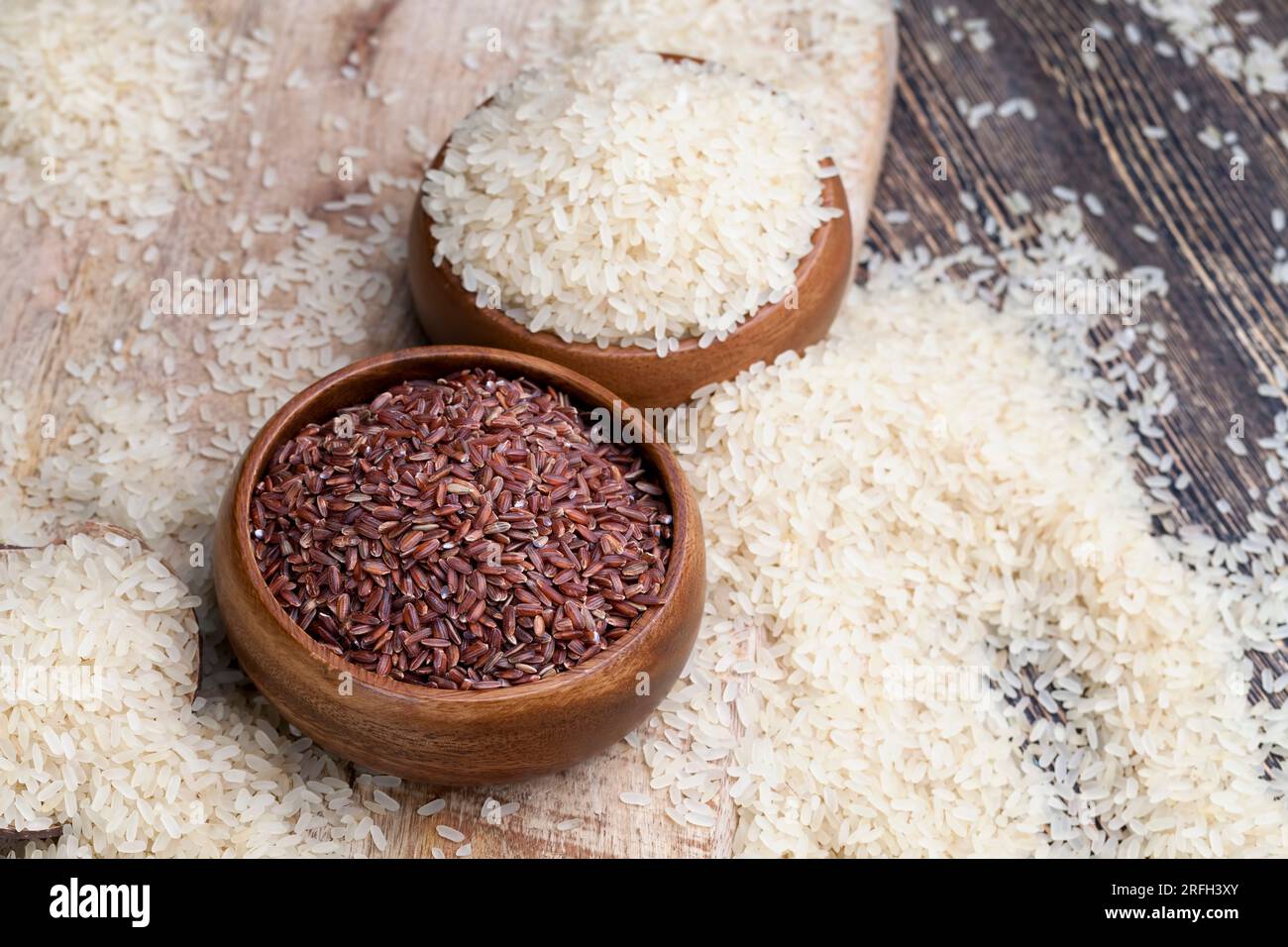 mixed rice of several types before cooking, mixed steamed rice and ...