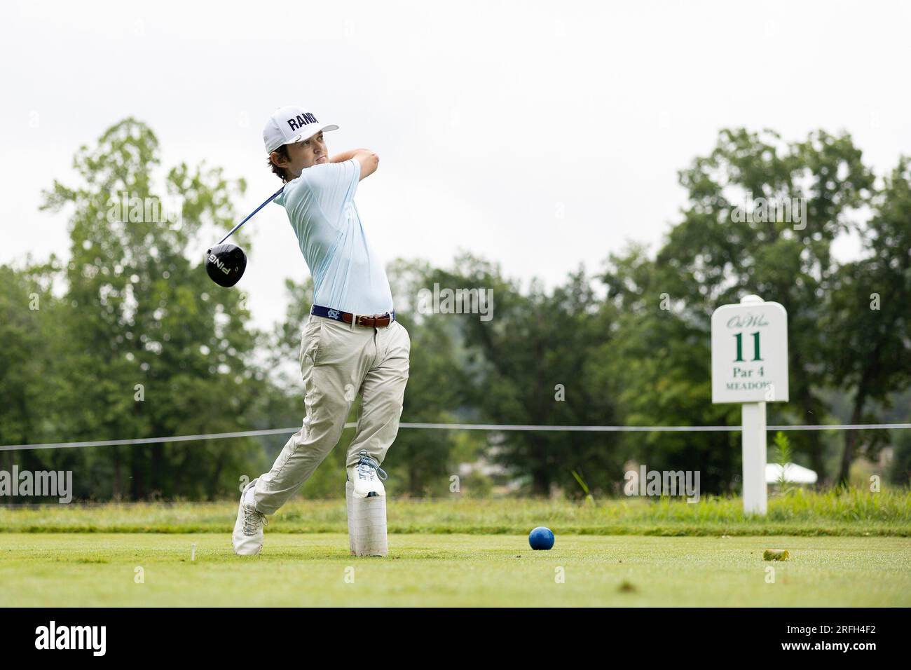 Pro-am participant, Stephen Ludwig hits his shot from the 11th tee ...