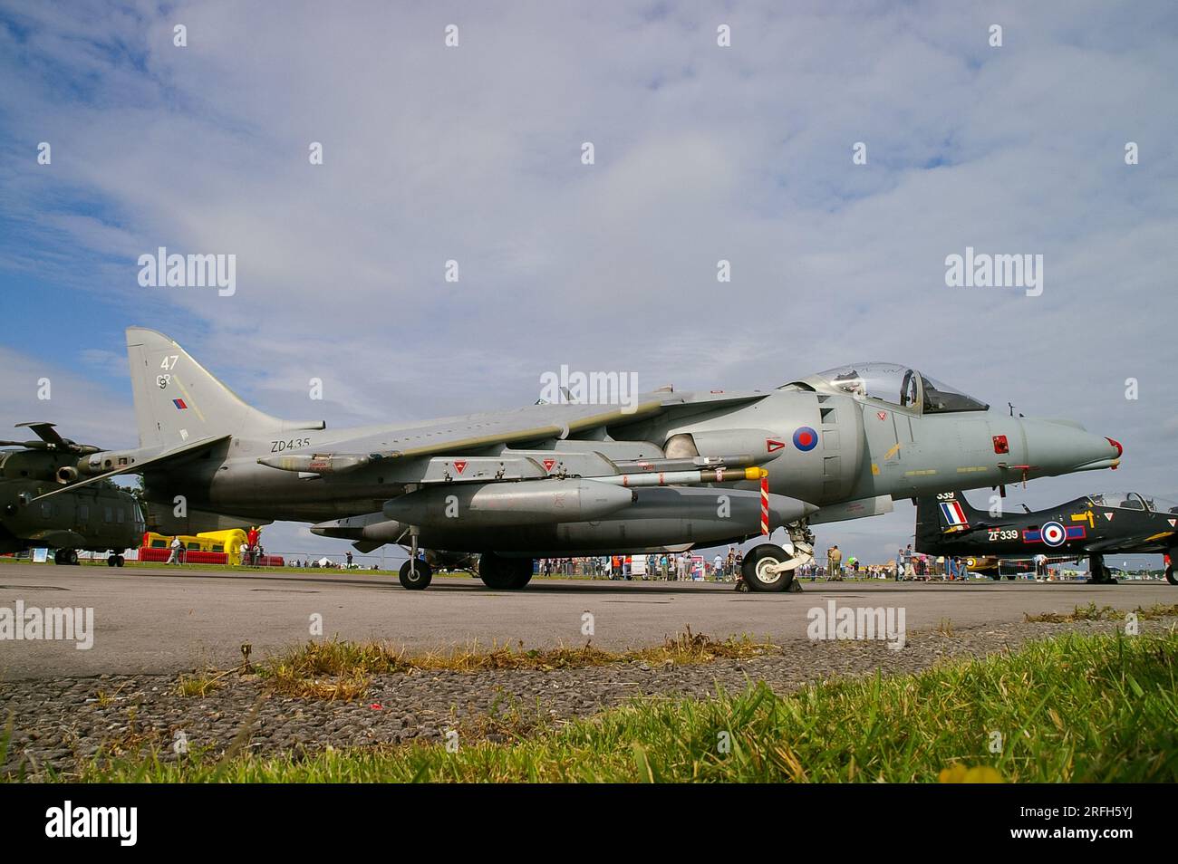 RAF British Aerospace Harrier GR9 jet plane ZD435 on display at an ...