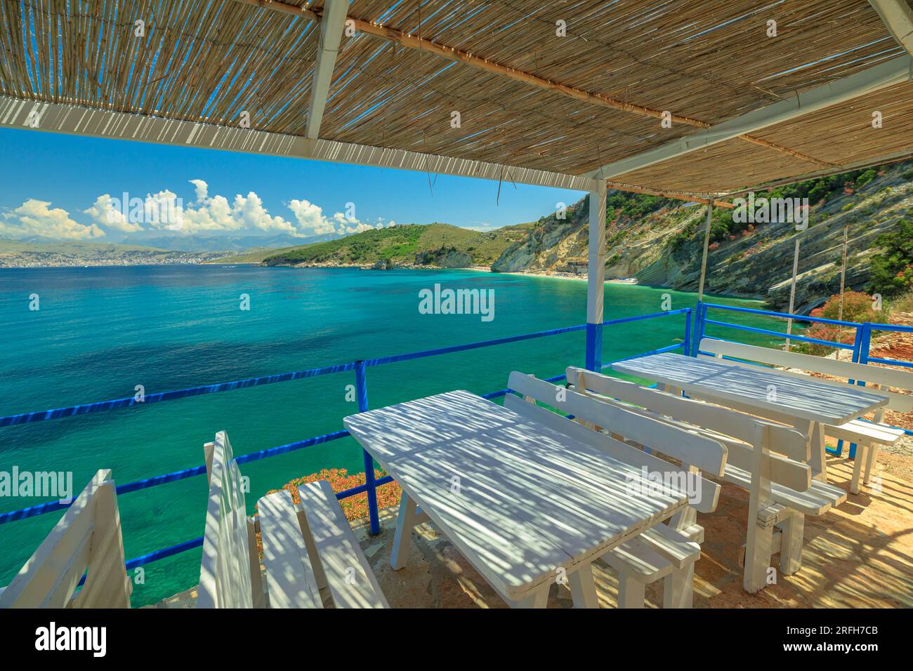 top view of Pulebardha beach, a hidden gem close to Saranda in Albania ...