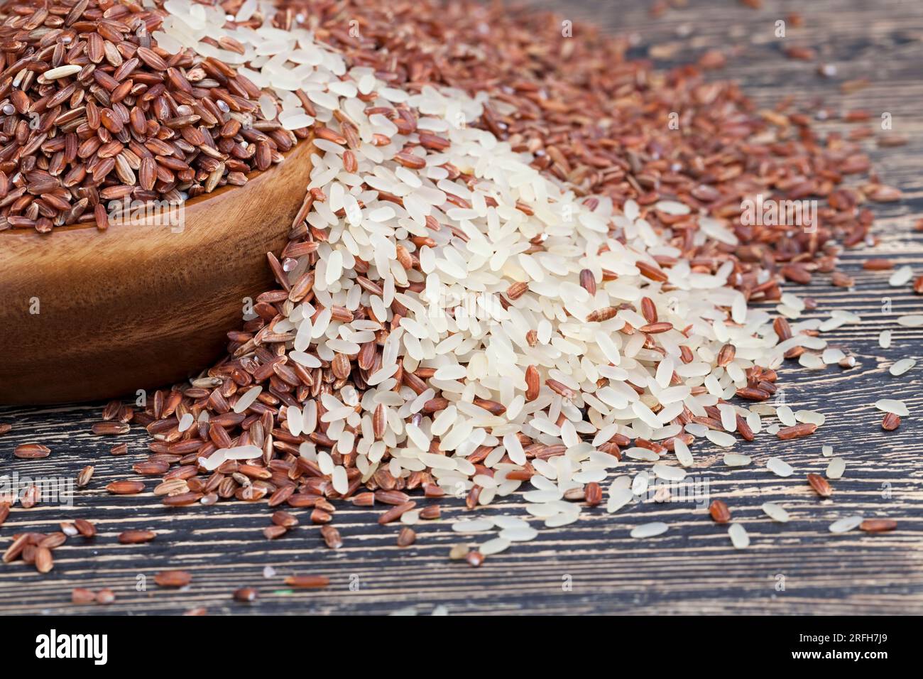 mixed rice of several types before cooking, mixed steamed rice and ...