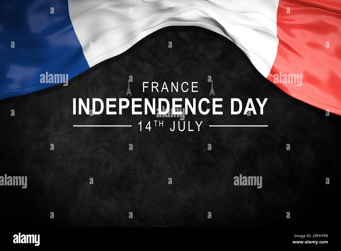 Happy Bastille Day. 14th July. Flag of France on a blue background ...