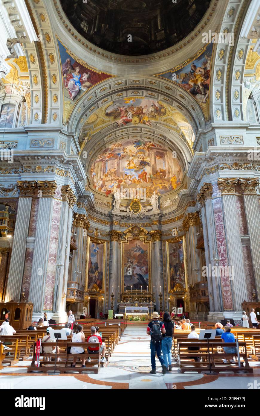 Rome, Lazio, Italy, The interior of Church of St. Ignatius of Loyola at Campus Martius (Italian ...