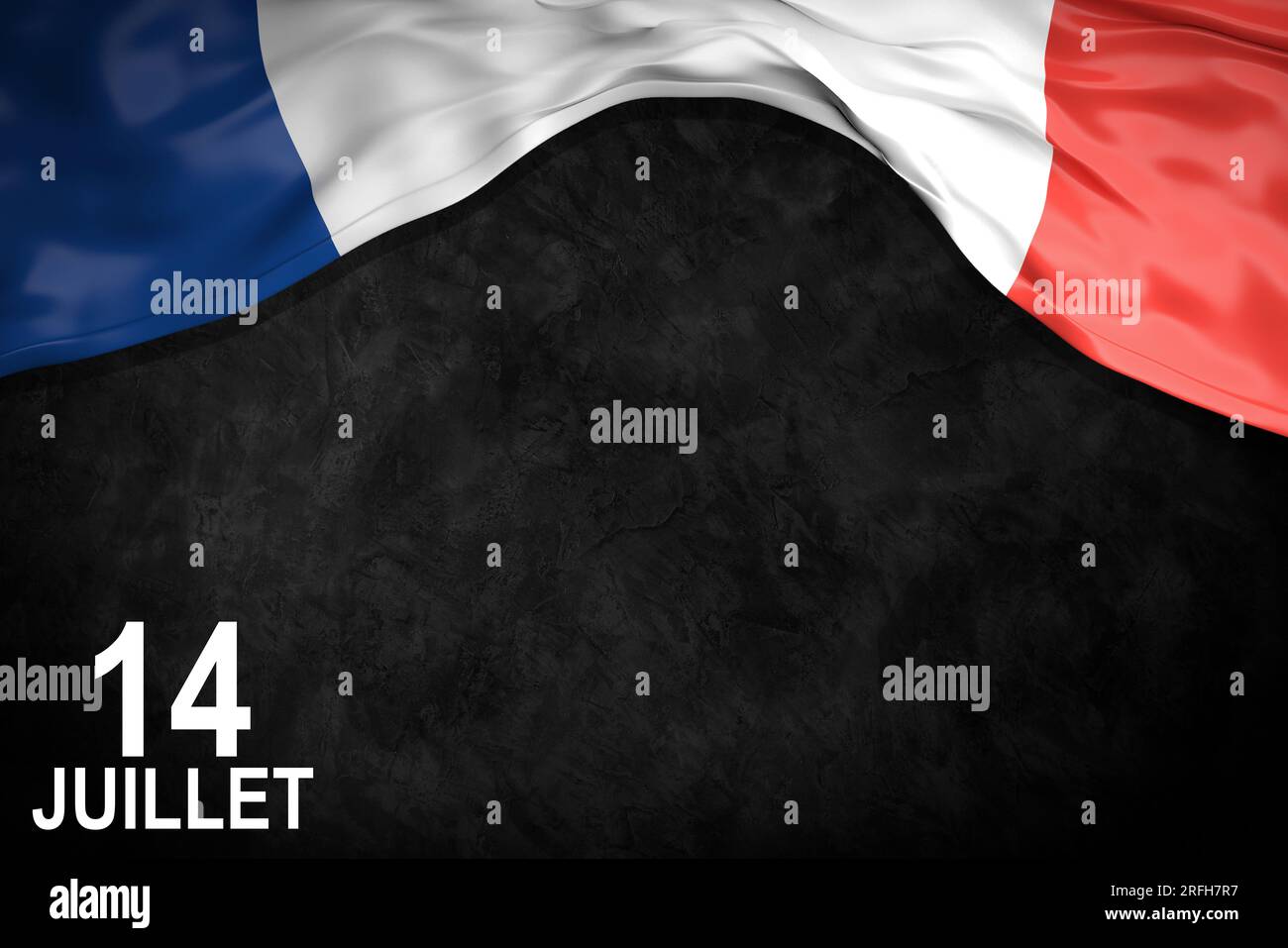 some french flags and the text text bon 14 Juillet, happy 14 July, the ...
