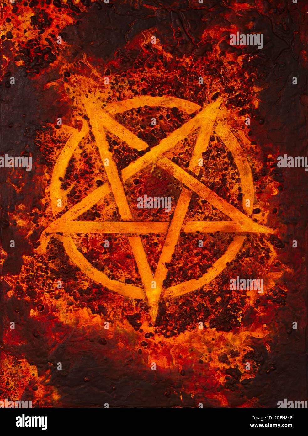 Inverted pentagram on background volcanic hi-res stock photography and ...