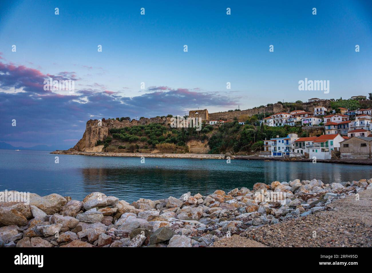Beautiful castle view of Koroni town in Messenia, Peloponnese, Greece ...