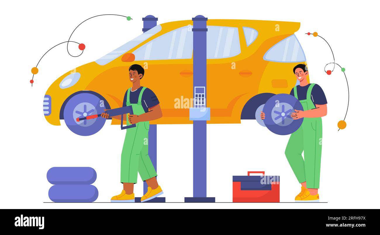 Men in car service vector concept Stock Vector Image & Art - Alamy