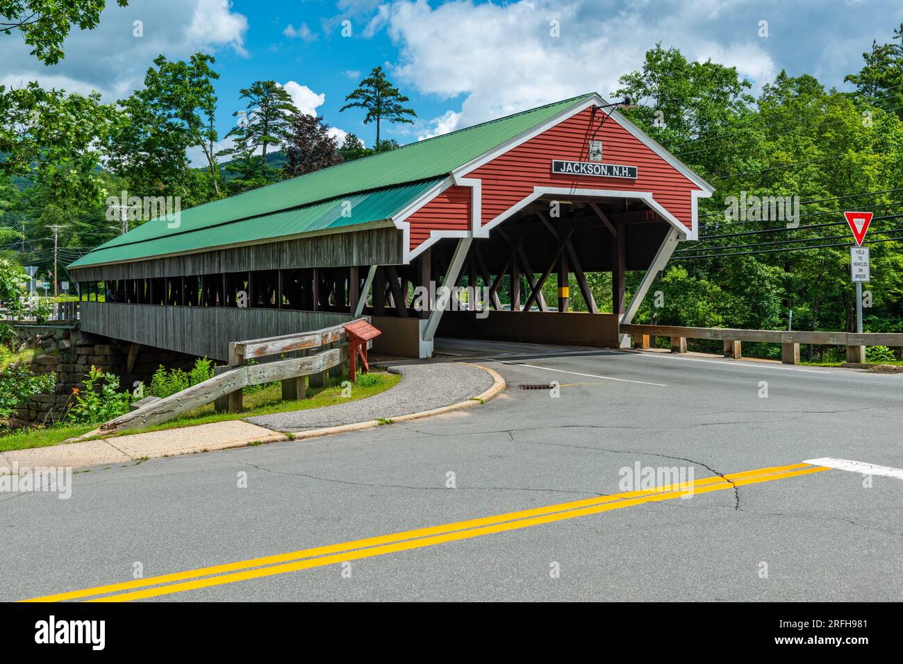 Honeymoon Bridge (covered bridge), Jackson, New Hampshire, USA Stock ...