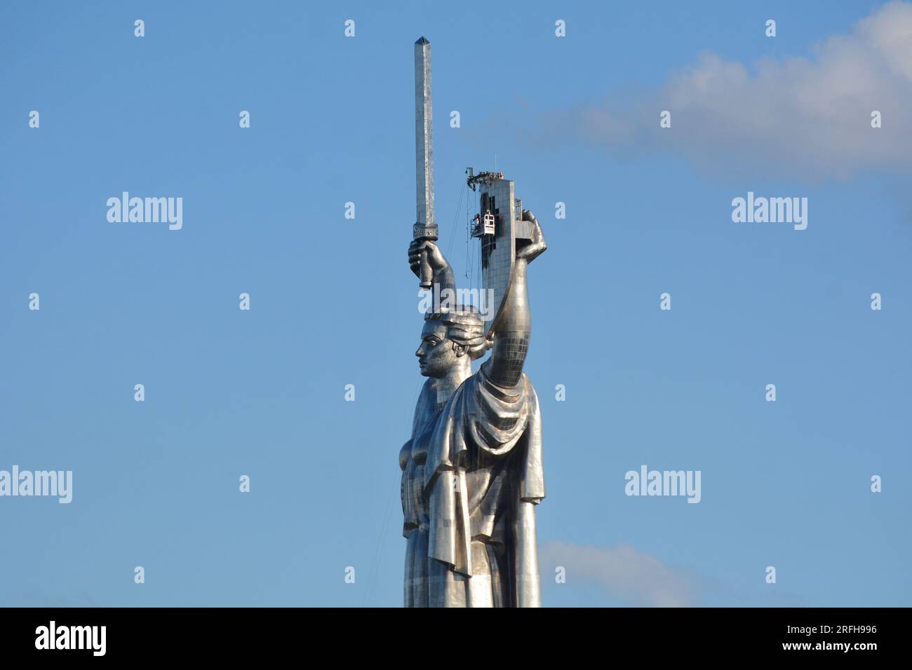 The State Emblem of the Soviet Union on the shield of the Motherland ...