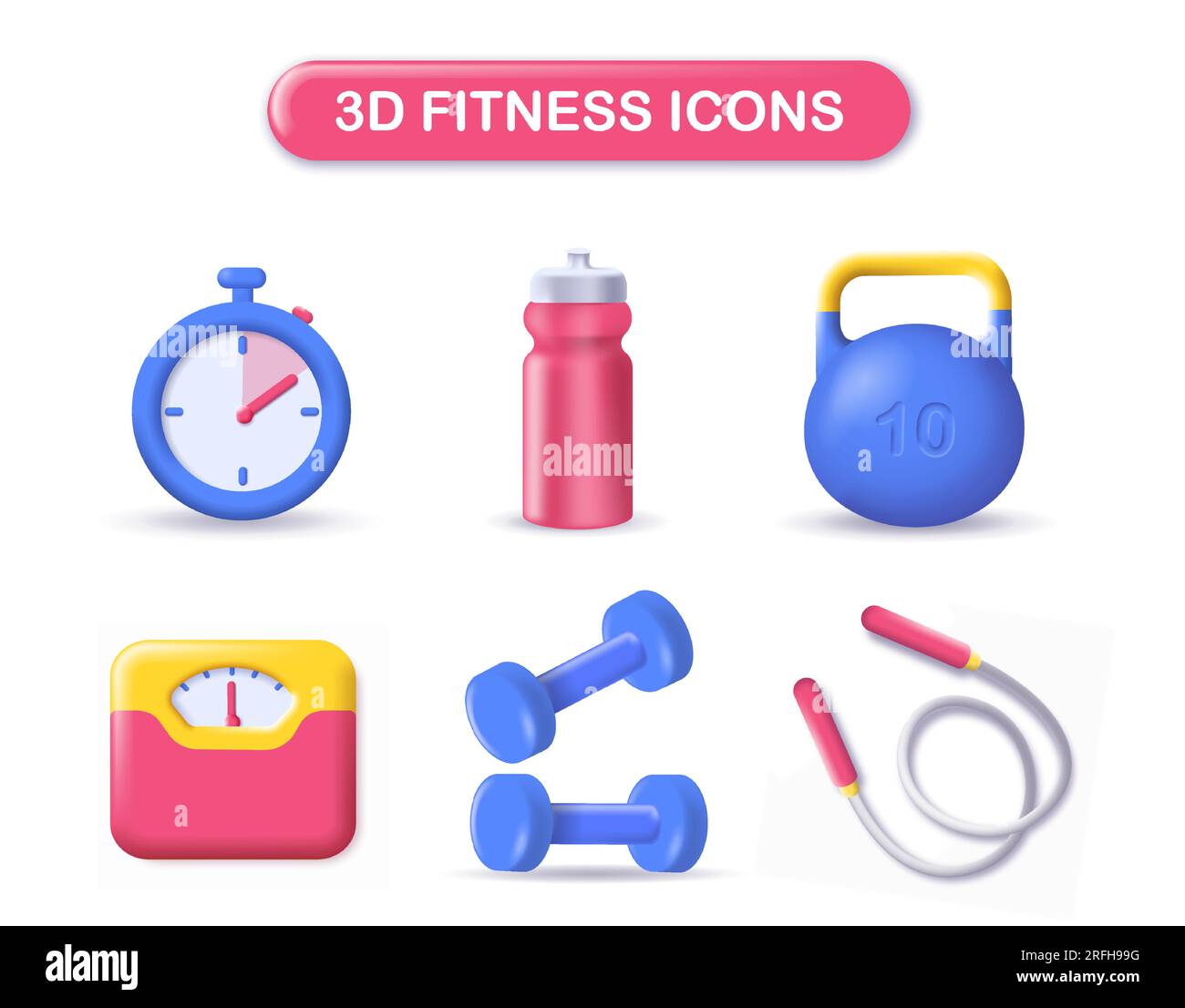 3D fitness icons vector set Stock Vector Image & Art - Alamy