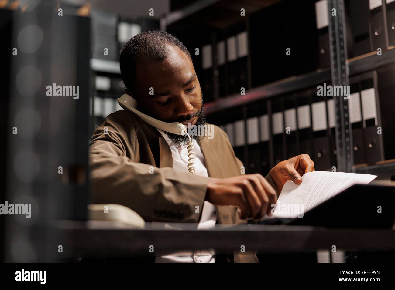 African american detective talking on hi-res stock photography and ...