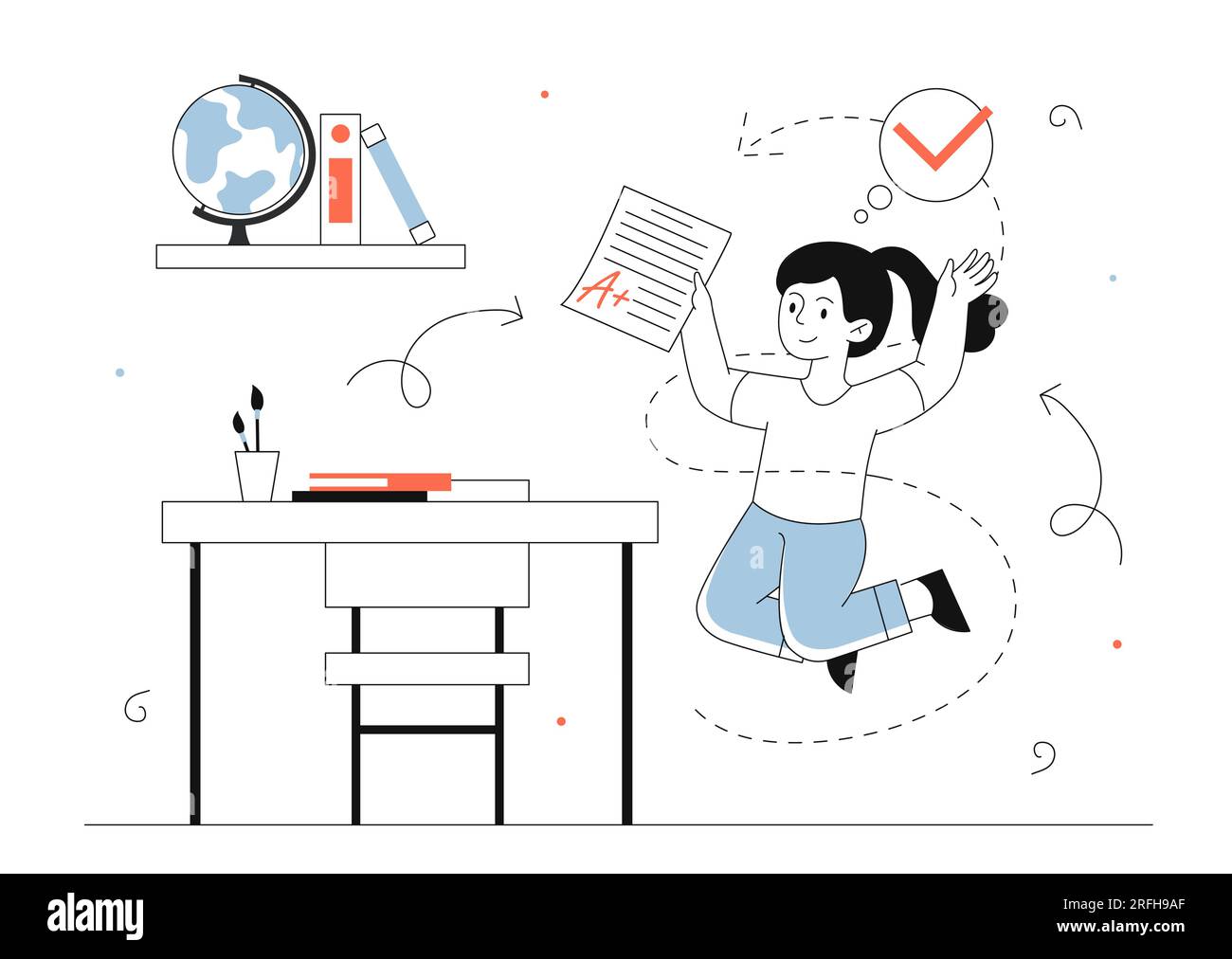Little girl with classes line vector concept Stock Vector Image & Art ... Little girl with classes line vector concept Stock Vector Image & Art ...