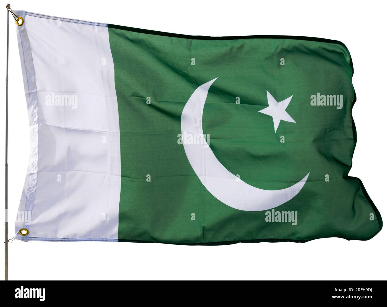 Pakistani flag flying beautifully in wind with gray sky behind Stock ...