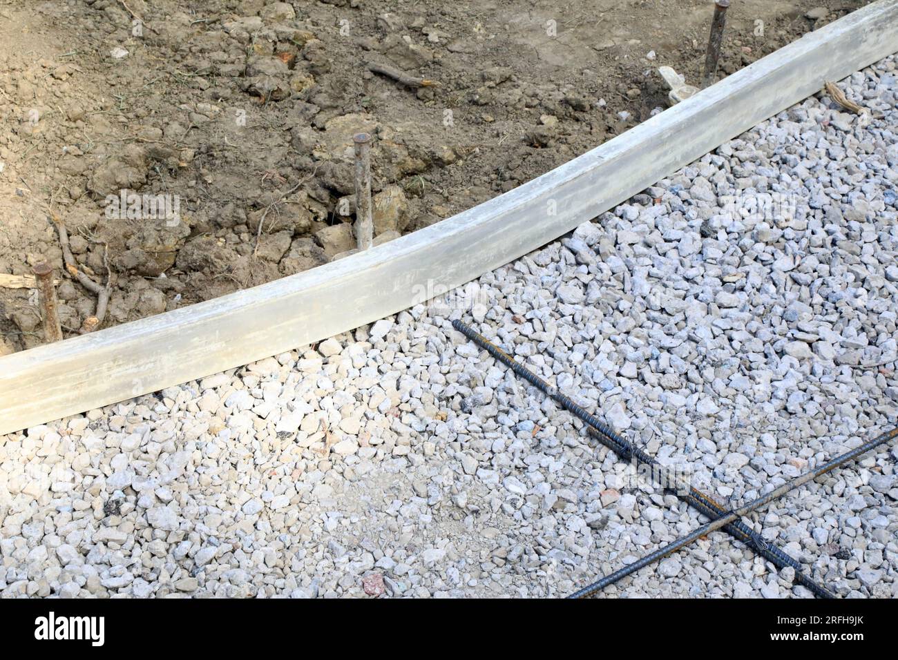 concrete patio preparation with forms and rebar Stock Photo - Alamy