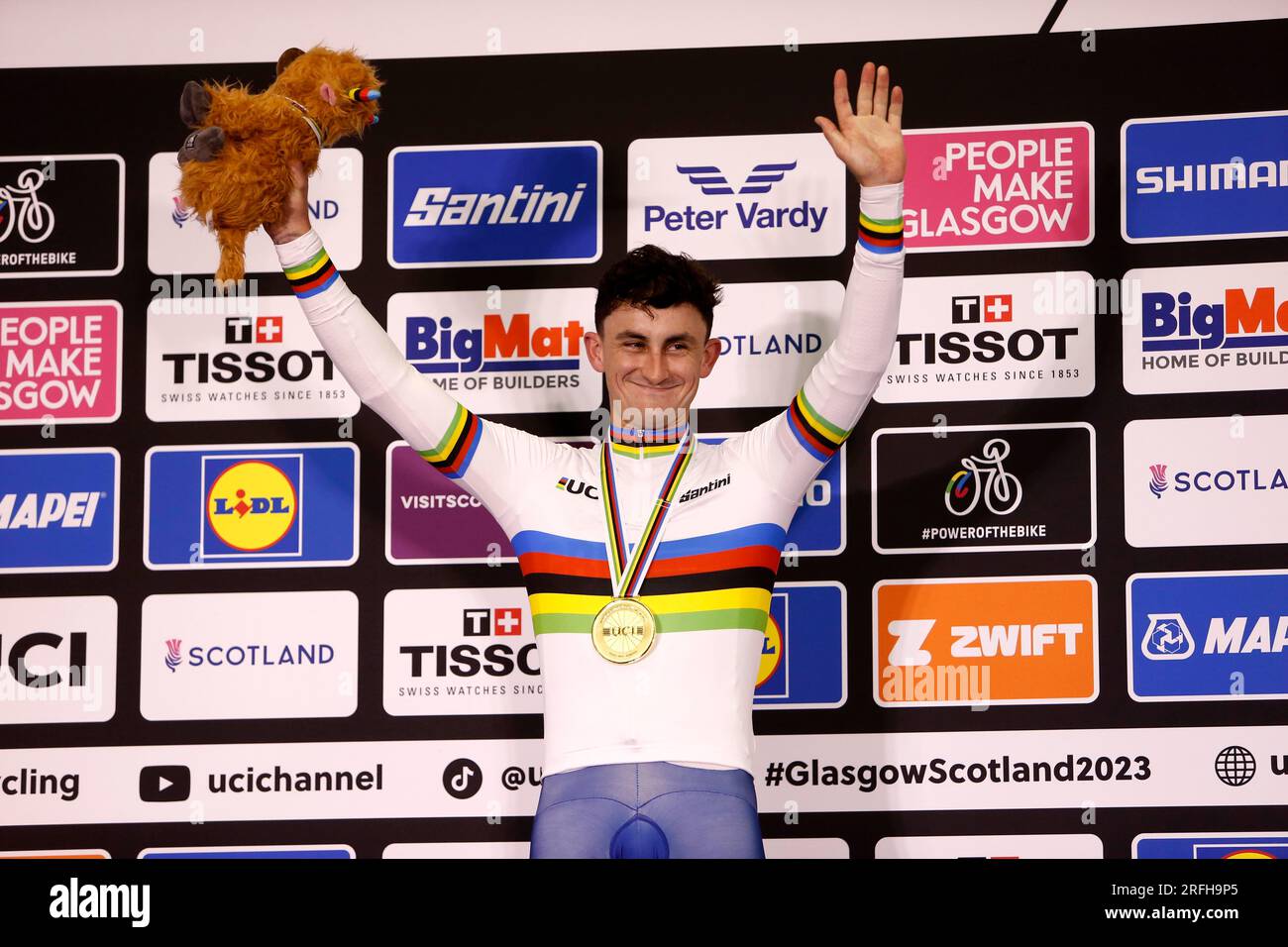 Great Britain's William Tidball poses with his gold medal after winning ...