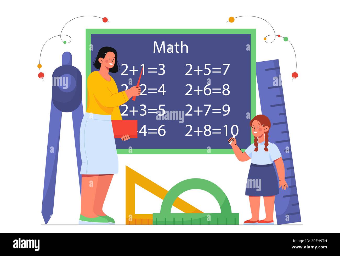 Teacher with student at math lesson vector Stock Vector Image & Art - Alamy