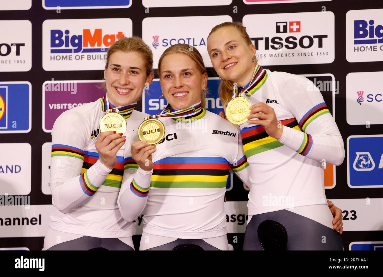 Germany's Pauline Sophie Grabosch (left), Emma Hinze (centre) and Lea ...