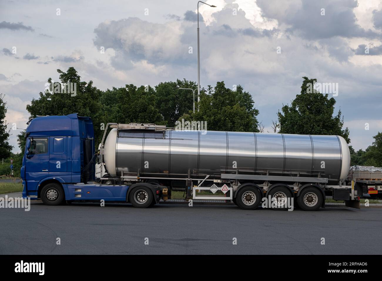 Big Fuel Tanker lorry Truck shipping liquid or fuel in Europe in ...