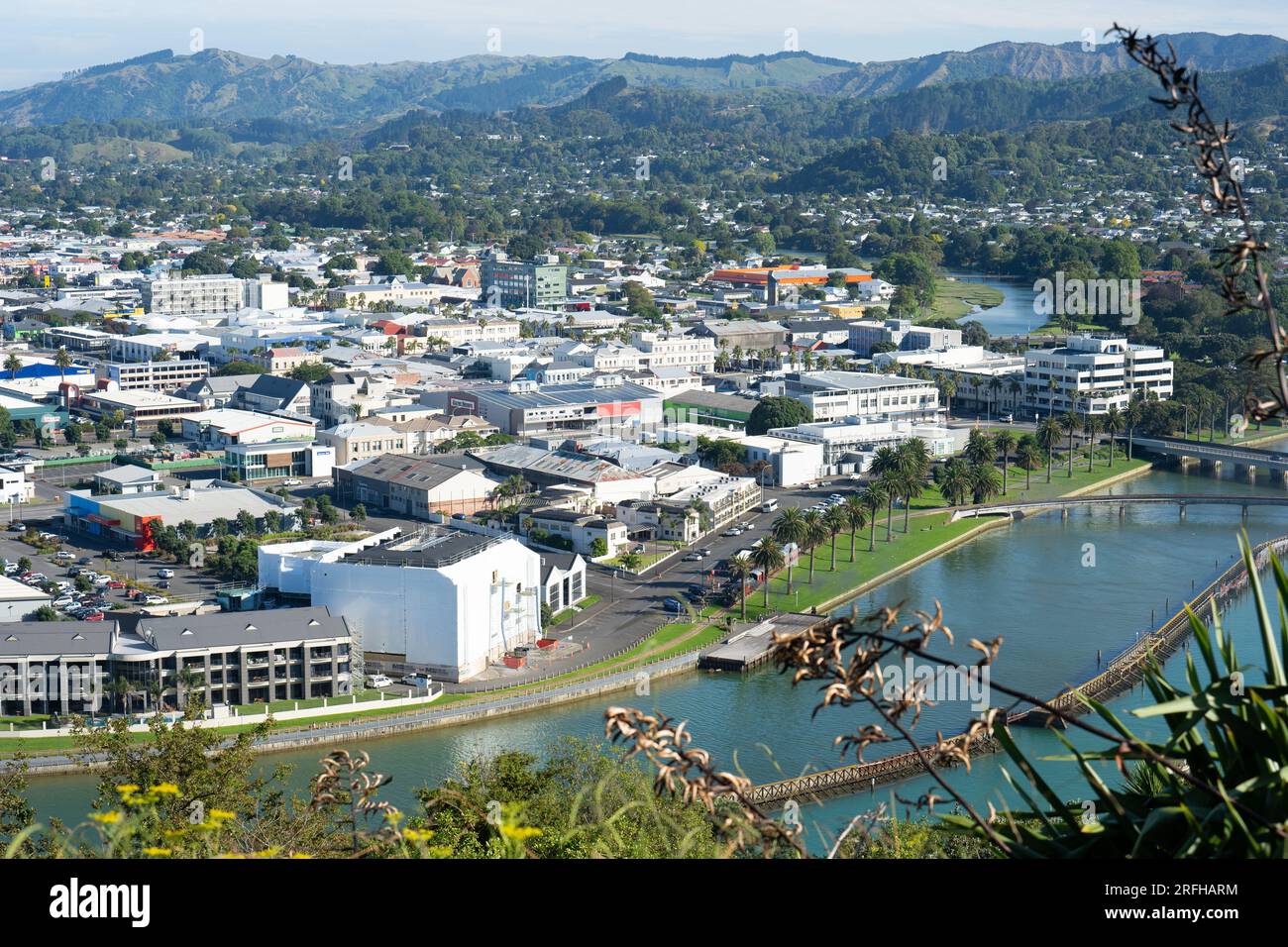 Overlooking the town of Gisborne, New Zealand from Kaiti Hill Stock ...