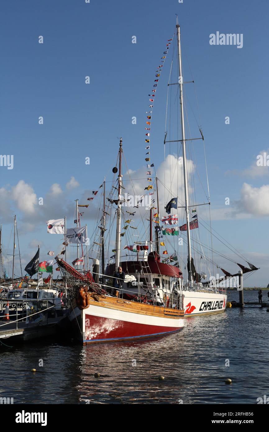 Boats moored at Cardiff bay summer festival Wales UK Stock Photo - Alamy