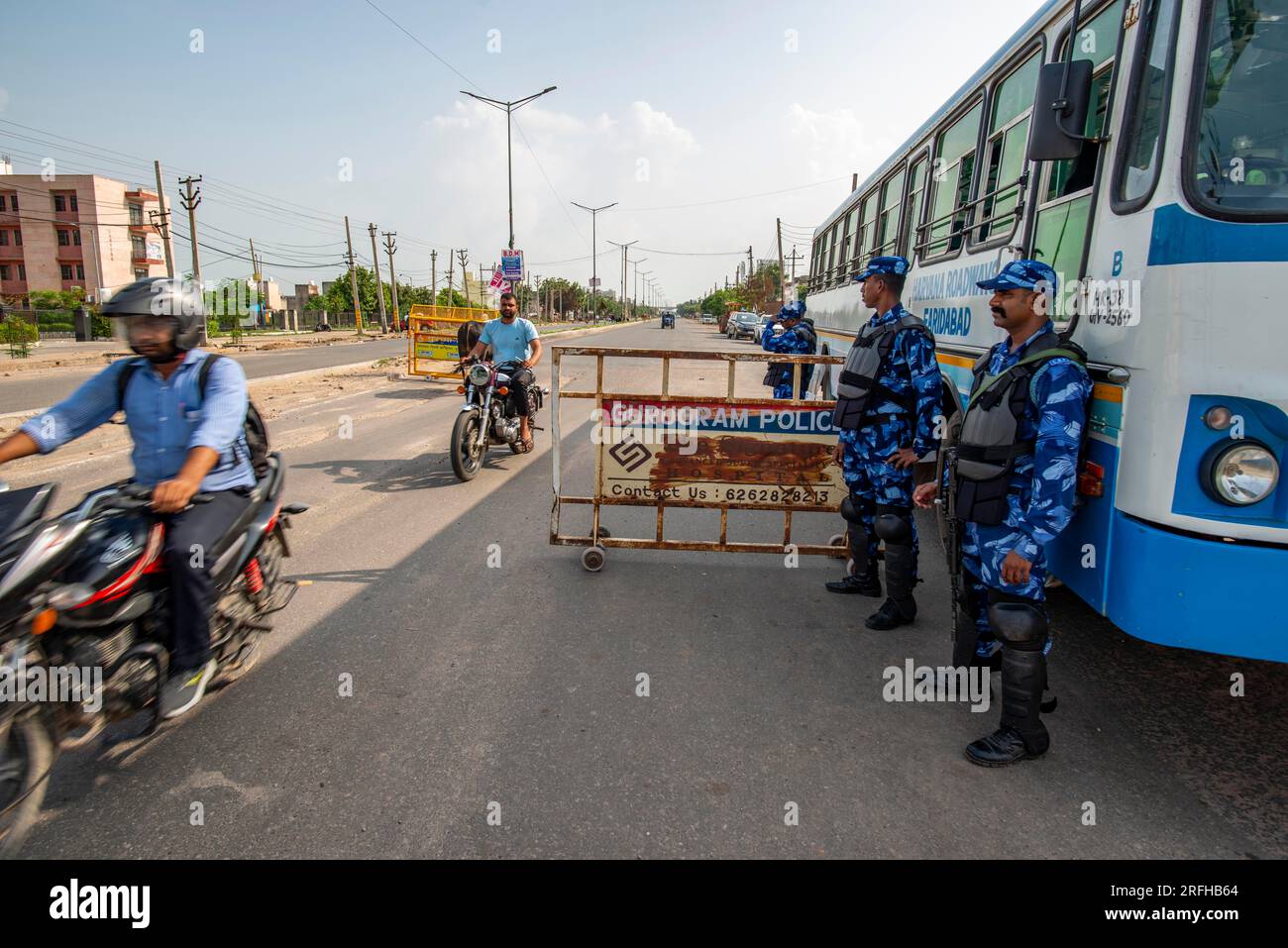 Gurugram, India. 03rd Aug, 2023. Rapid Action Force (RAF) personnel at ...