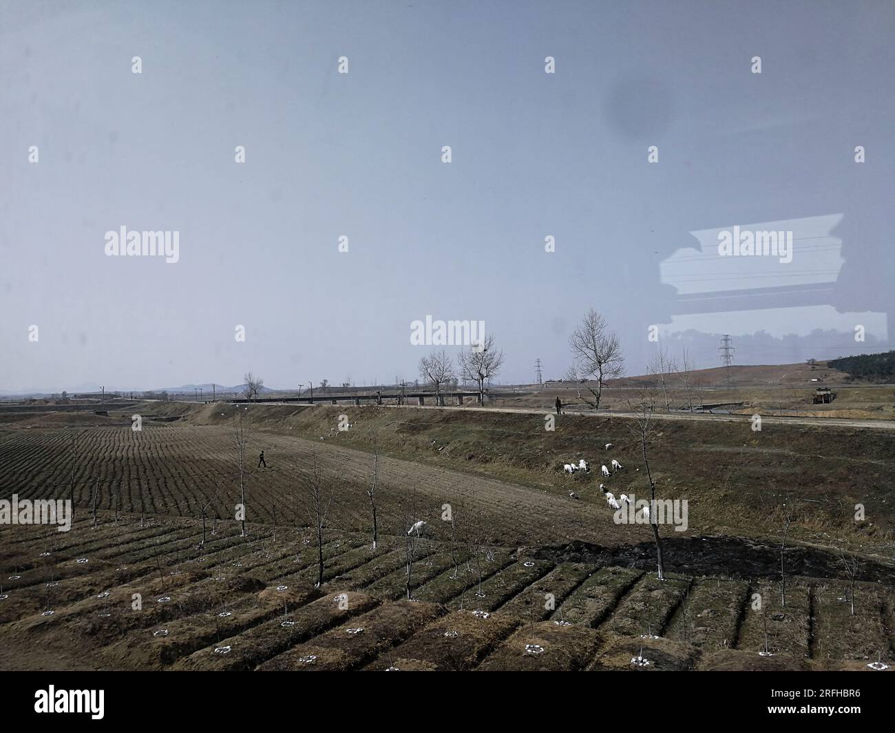 A rural landscape with fields and hills in North Korea Stock Photo - Alamy