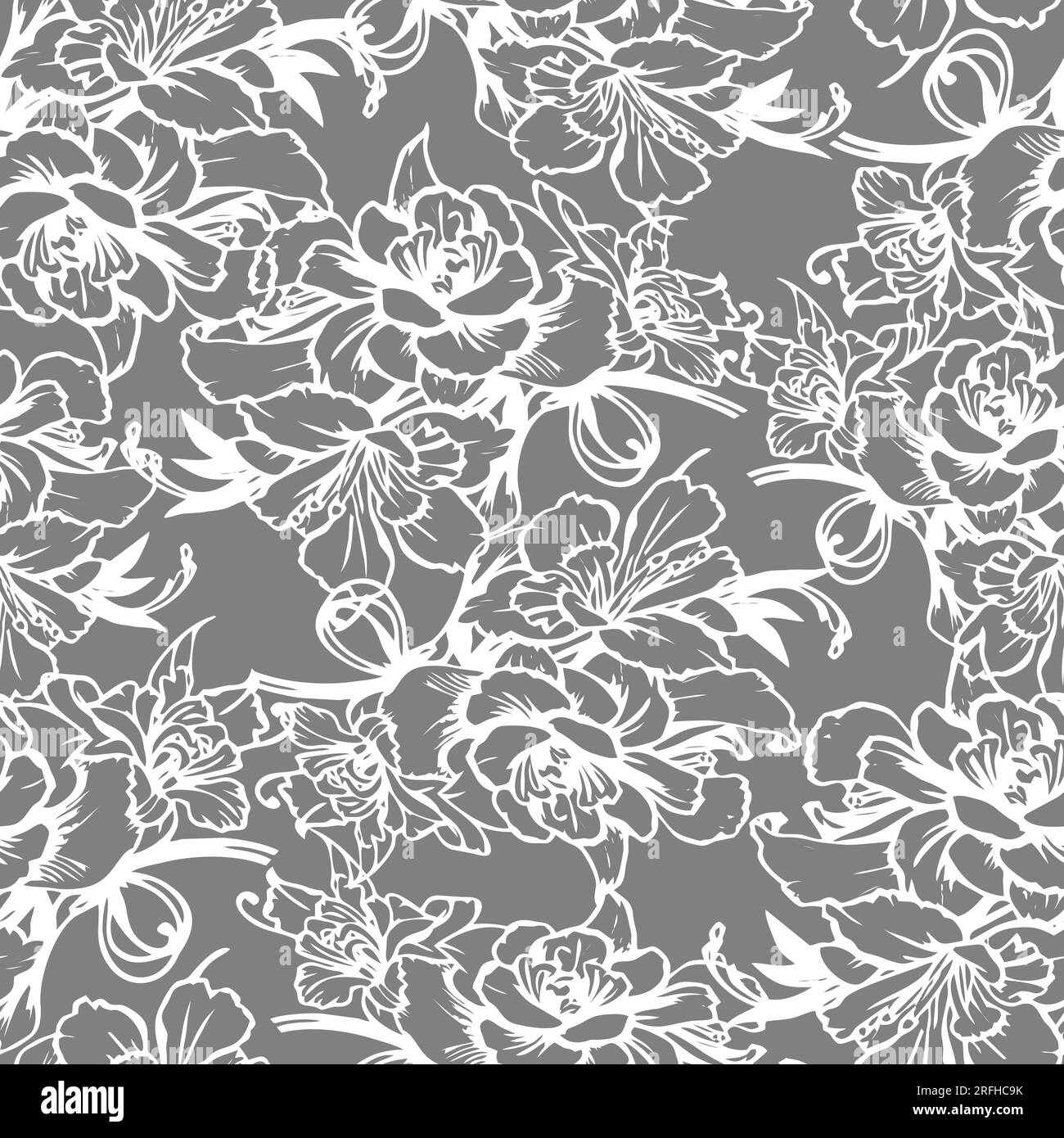 gray and white rose flowers seamless pattern, texture, design Stock ...