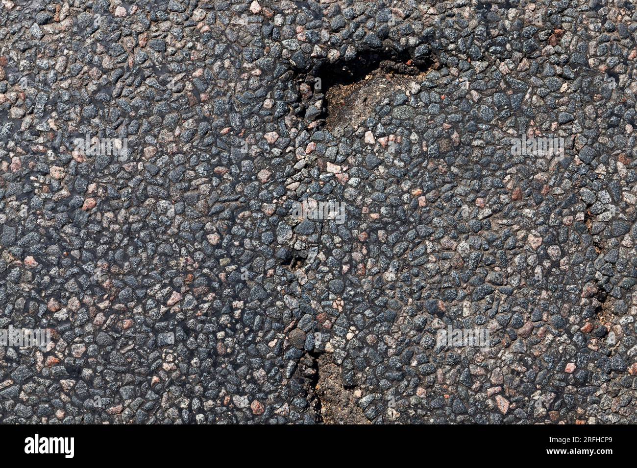 paved road with a lot of holes and potholes, poorly made and dangerous ...
