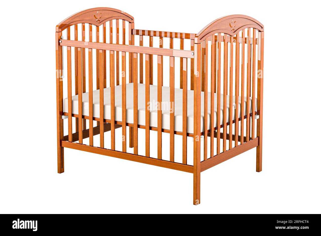 Infant bed, baby crib. 3D rendering isolated on white background Stock ...