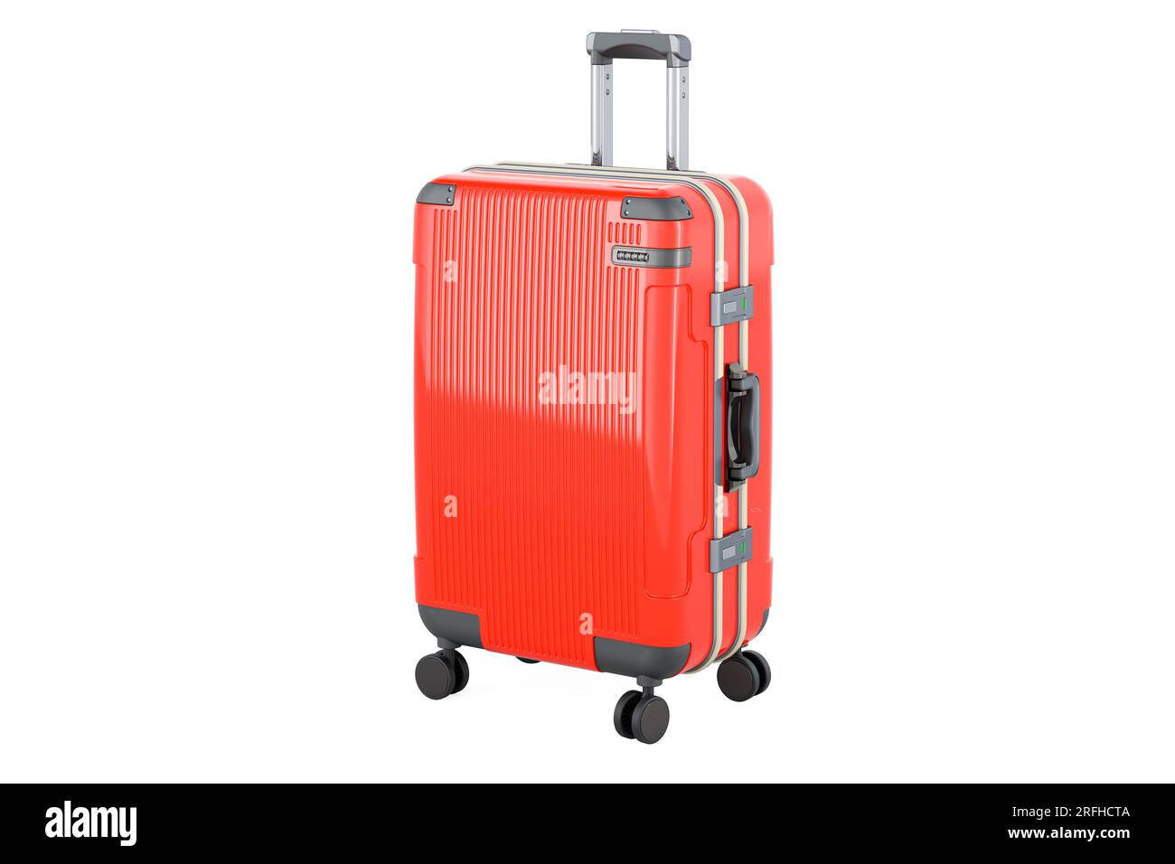 Red suitcase, 3D rendering isolated on white background Stock Photo - Alamy