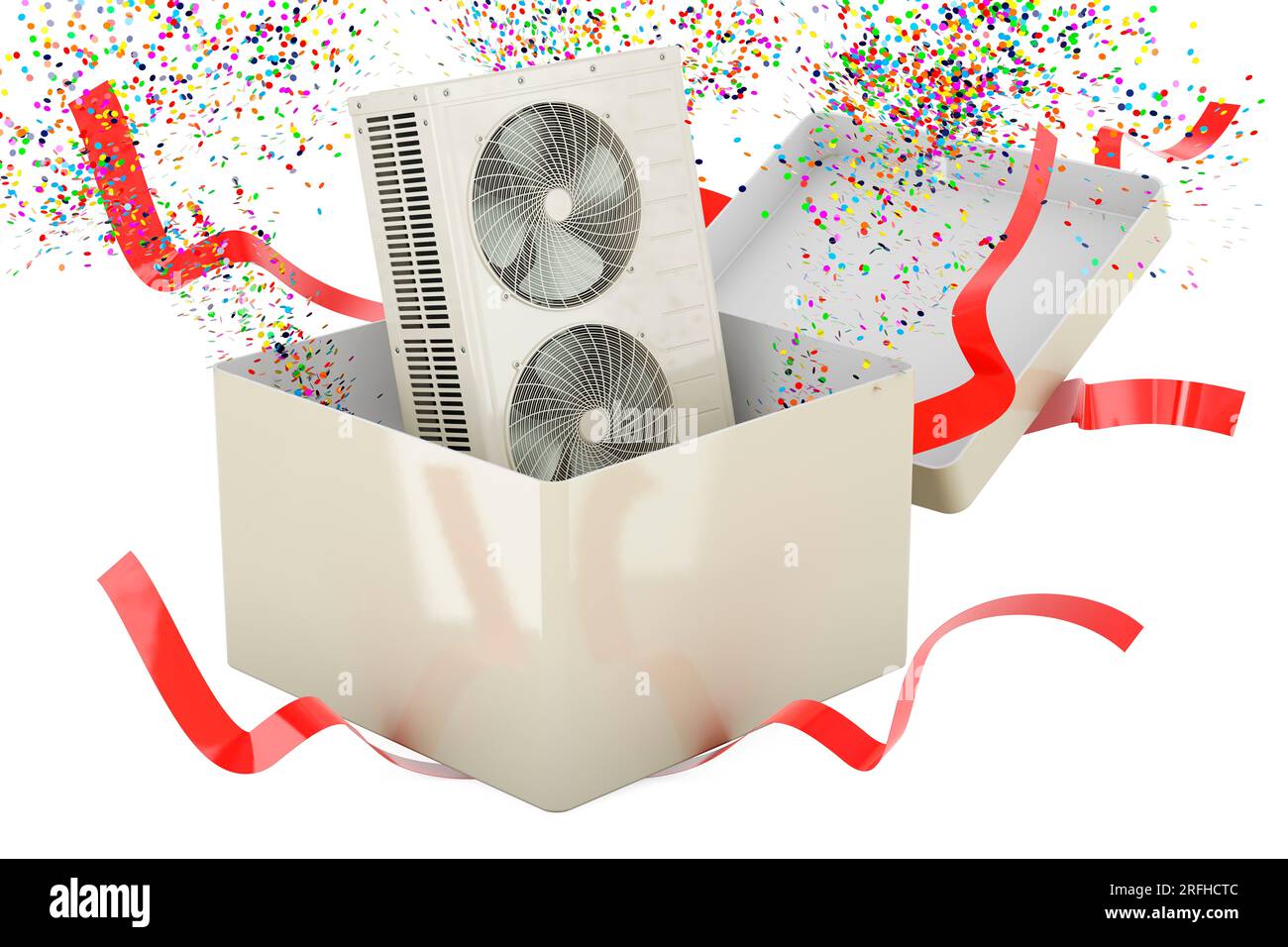 Outdoor Compressor Multi-Zone Unit, Air Conditioner inside gift box, 3D ...