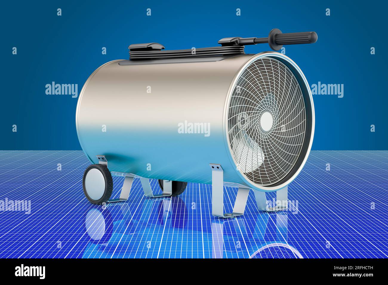 Fan heater on digital, futuristic background, 3D rendering Stock Photo ...