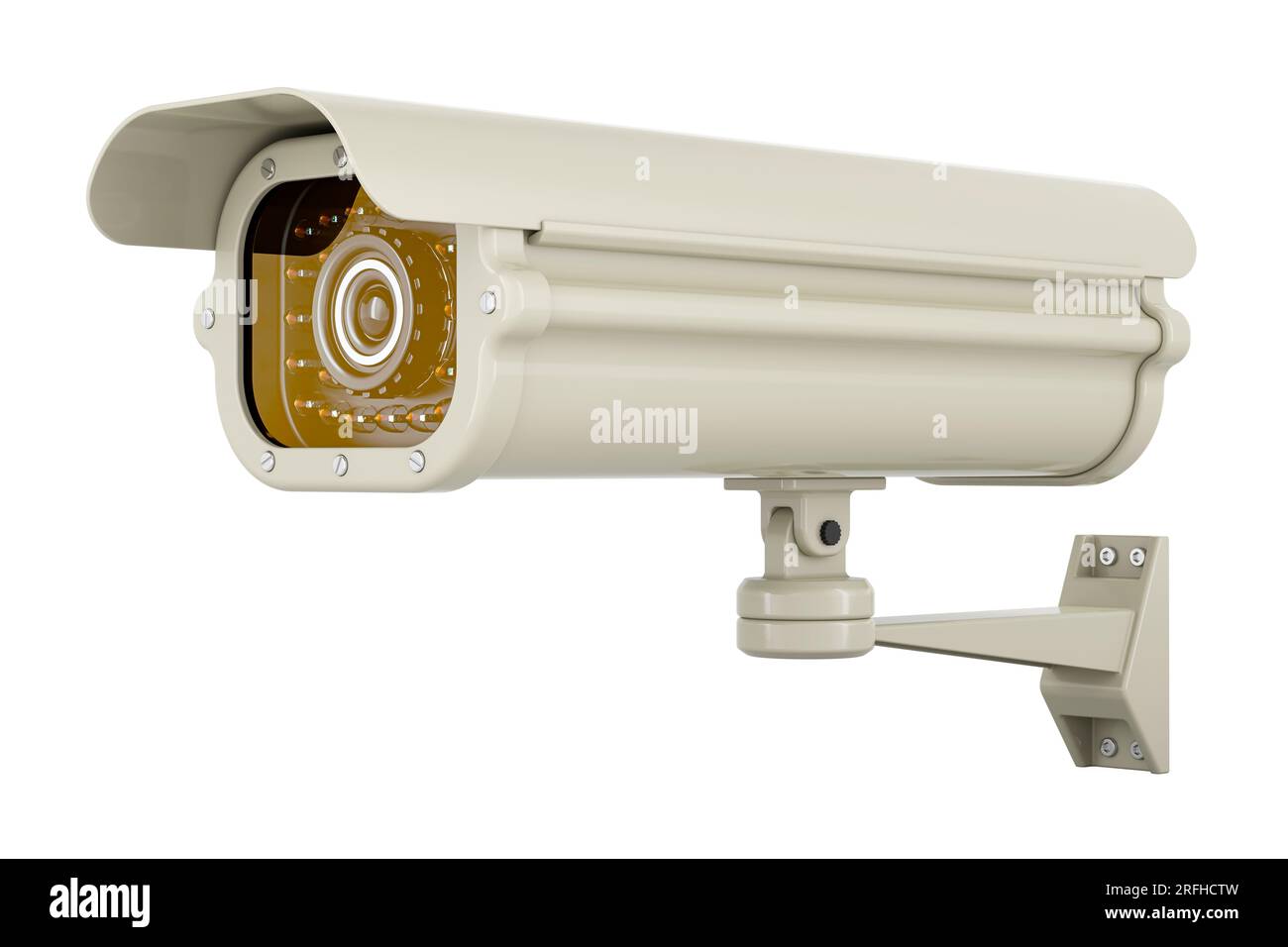 Security surveillance camera, white color. 3D rendering isolated on ...