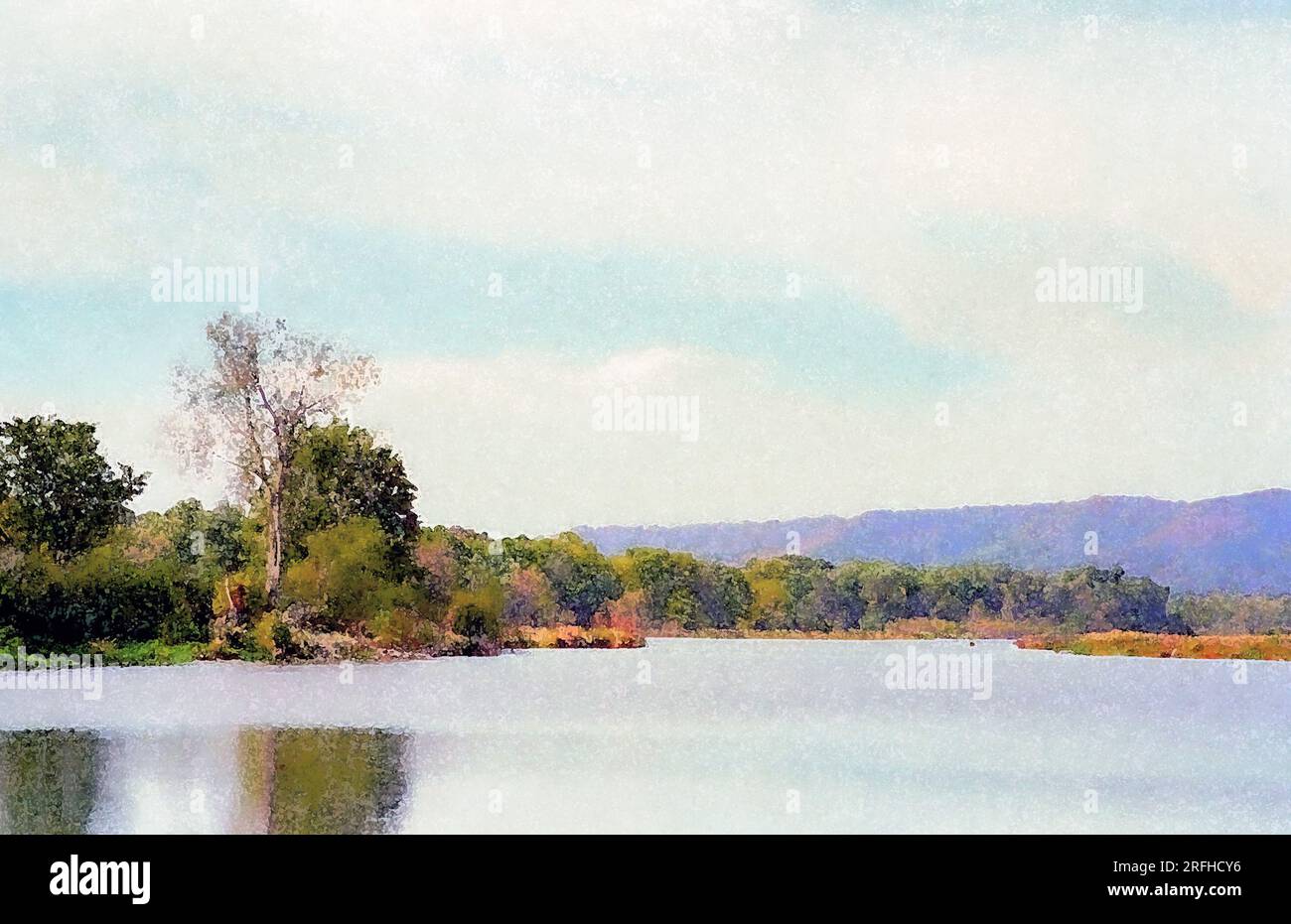 landscape over water Stock Photo - Alamy