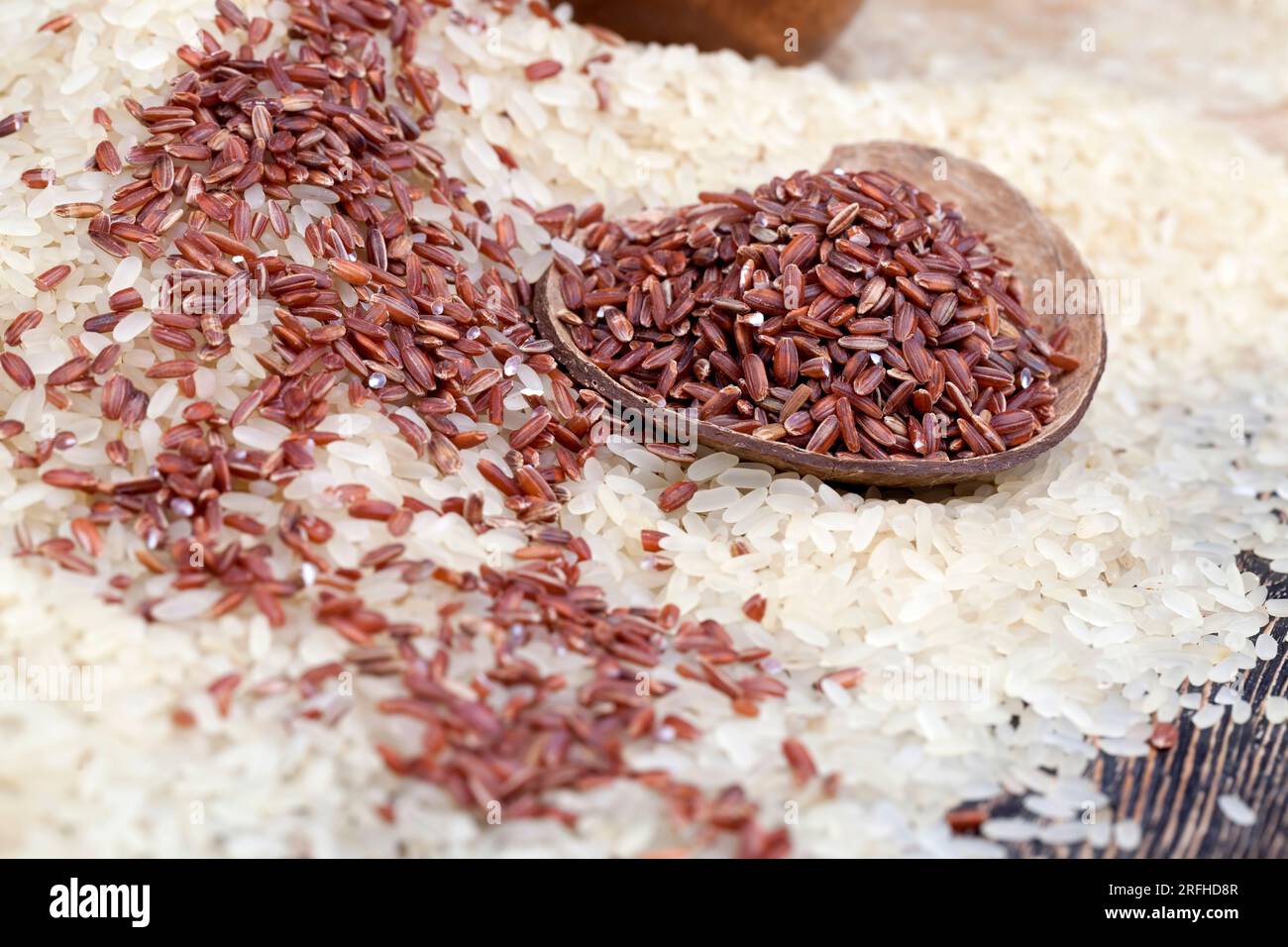 mixed rice of several types before cooking, mixed steamed rice and ...
