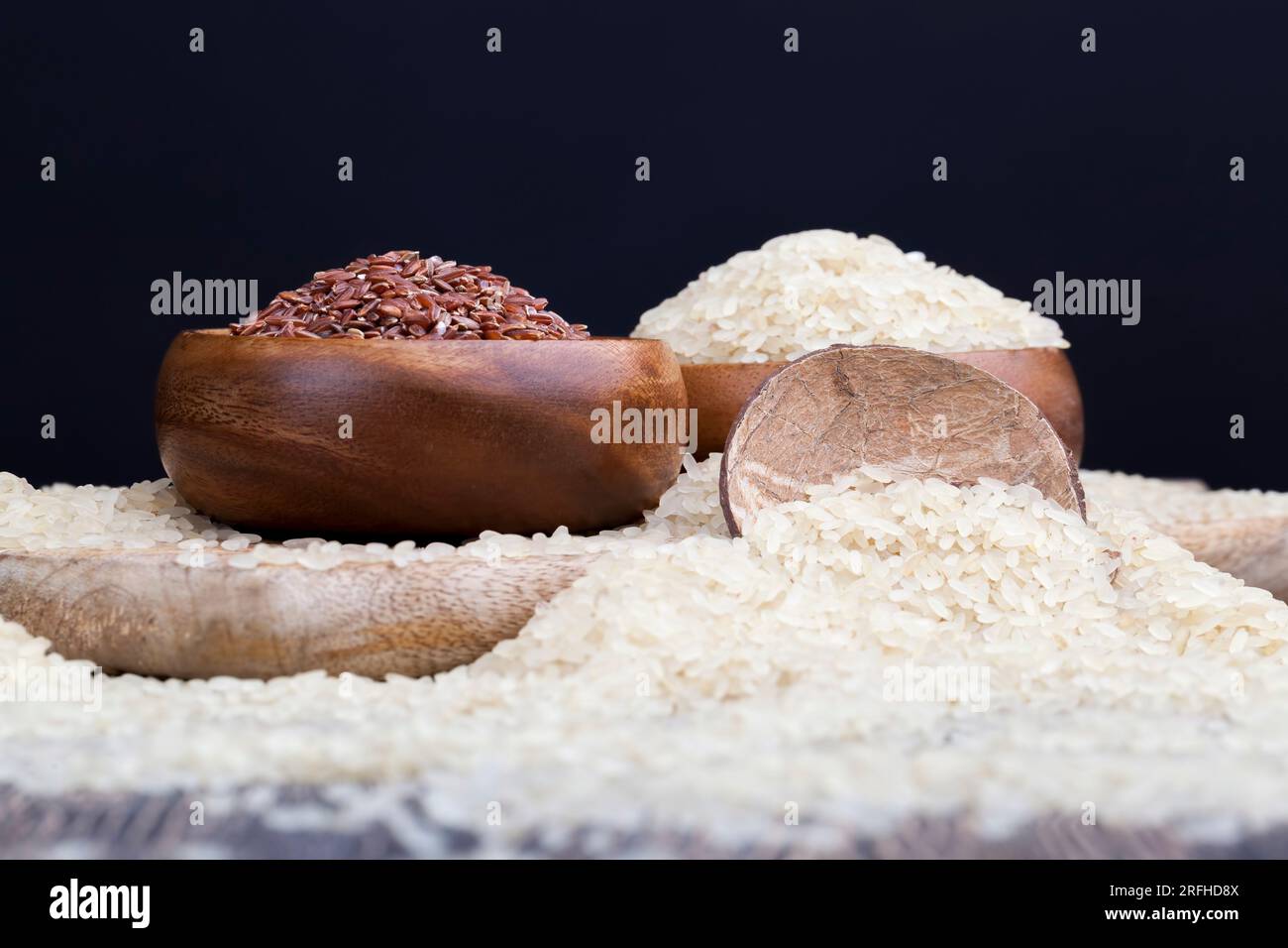 mixed rice of several types before cooking, mixed steamed rice and ...