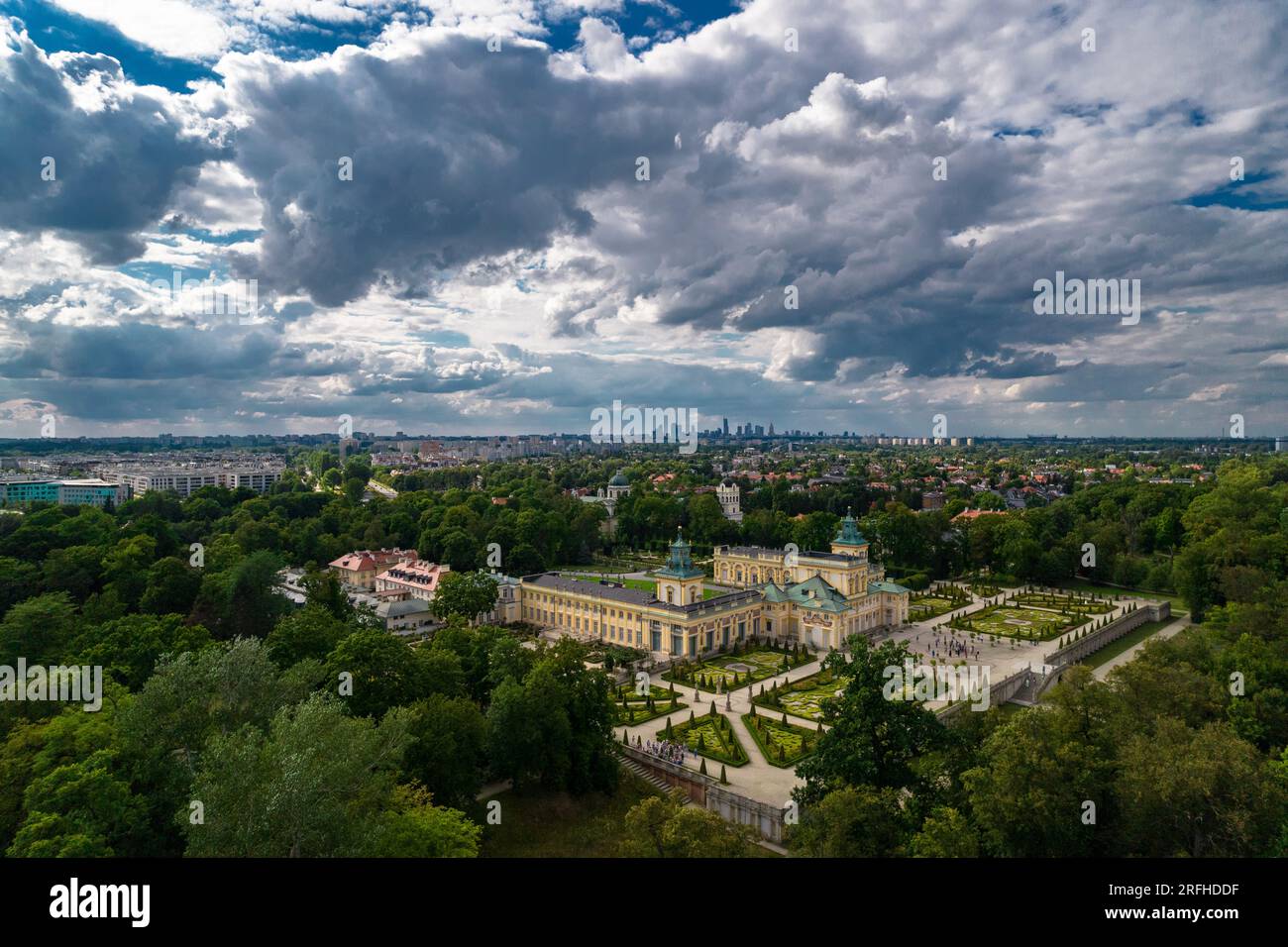 Warsaw, drone, bird view, aerial, city, urban, street, building, roof ...